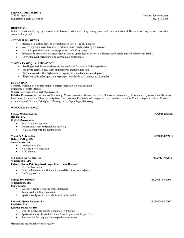 Steven Schutt (Resume) | PDF