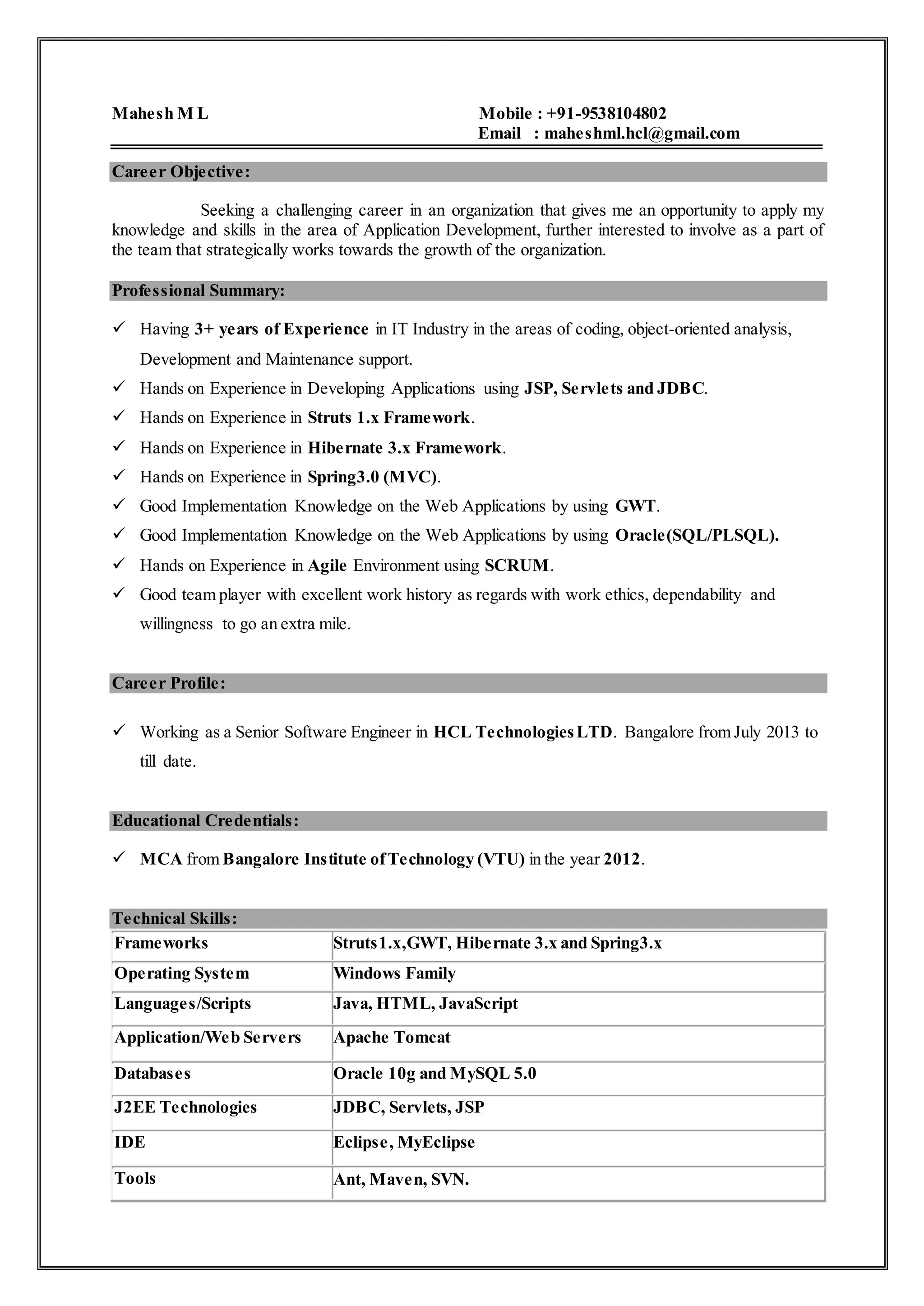 Mahesh-HCL 3+yrs exp_Resume | DOCX
