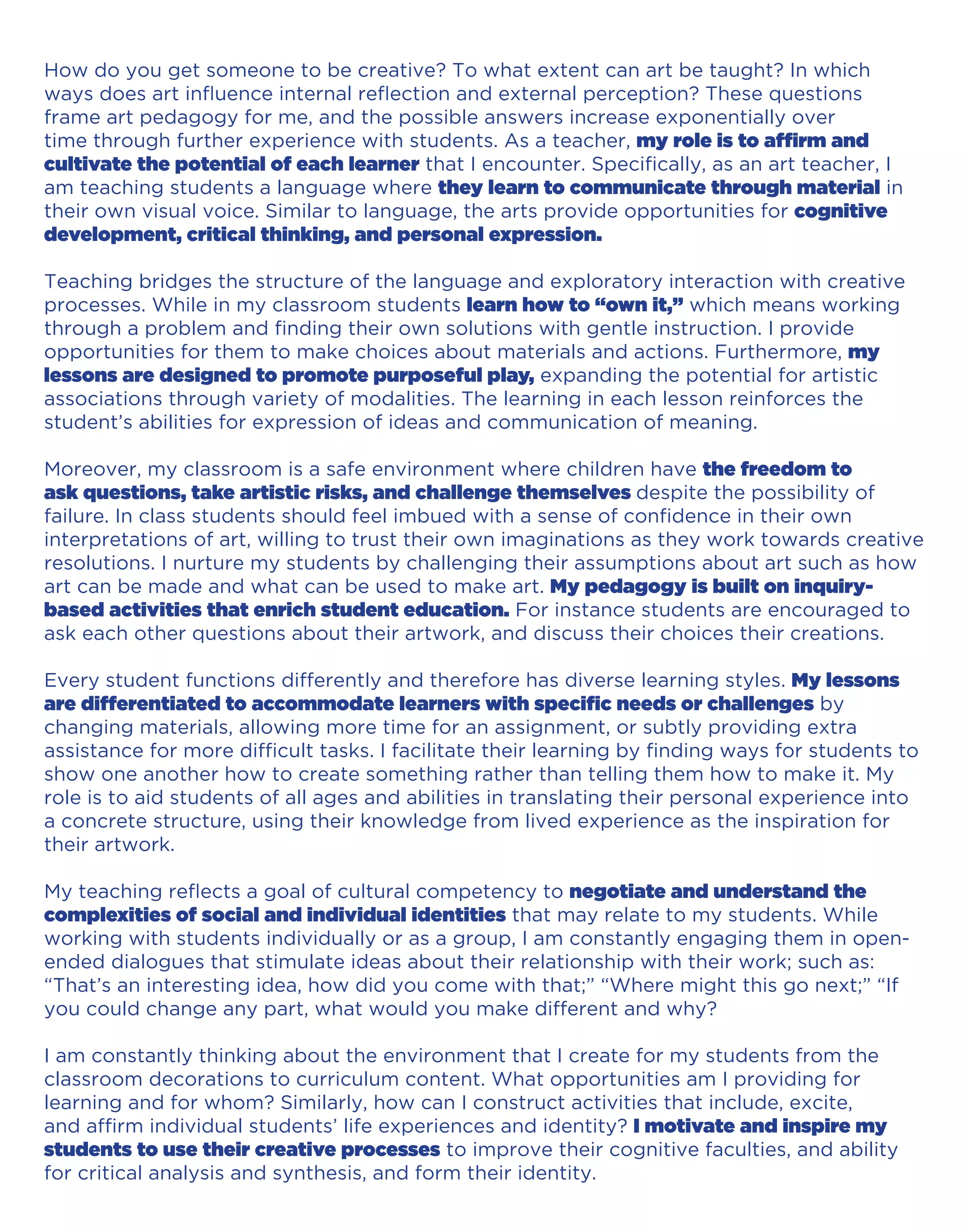 Teacher Ed Portfolio Final | PDF