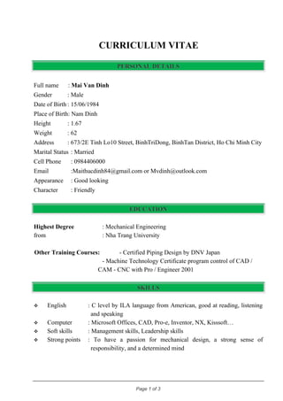 CV_MAIVANDINH 2015 | PDF