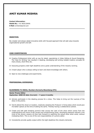 Resume - Amit K. Mishra | DOC