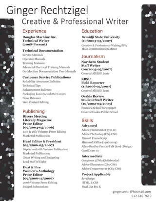 Ginger Rechtzigel Resume | PDF