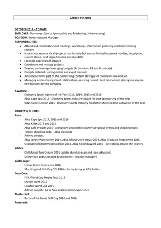 SHANNON CLARKE CV 2016 | PDF