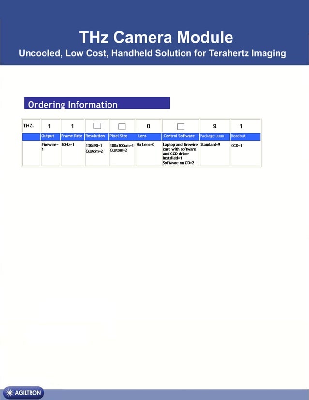 THz Imager Specs v9 | PDF | Cameras and Camcorders | Consumer Electronics