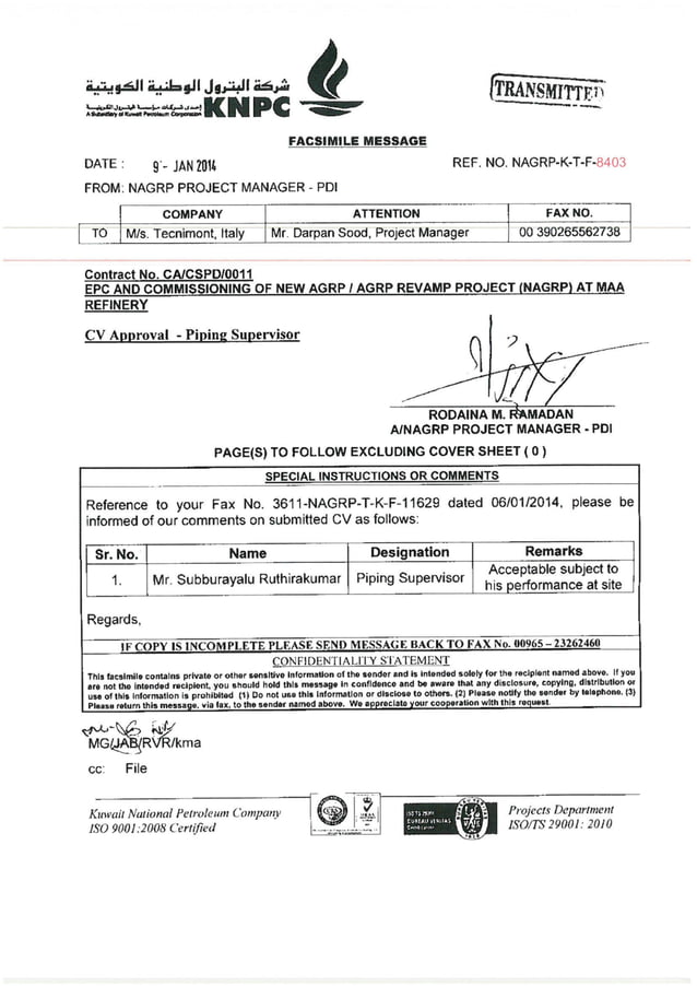 KNPC APPROVAL | PDF