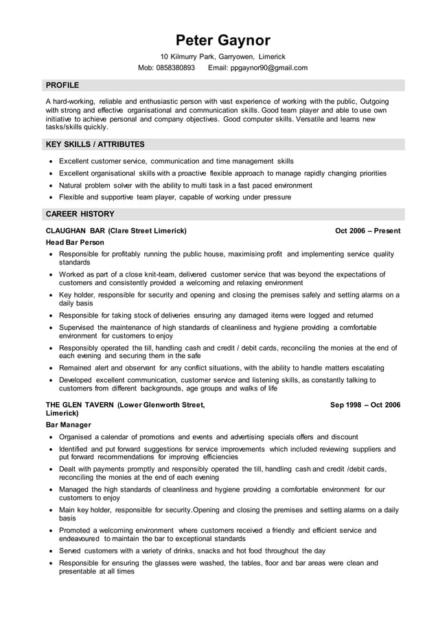 Peter Gaynor CV | PDF