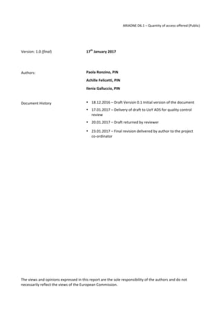 ARIADNE: Quantity of access offered (1) | PDF | Technology & Computing