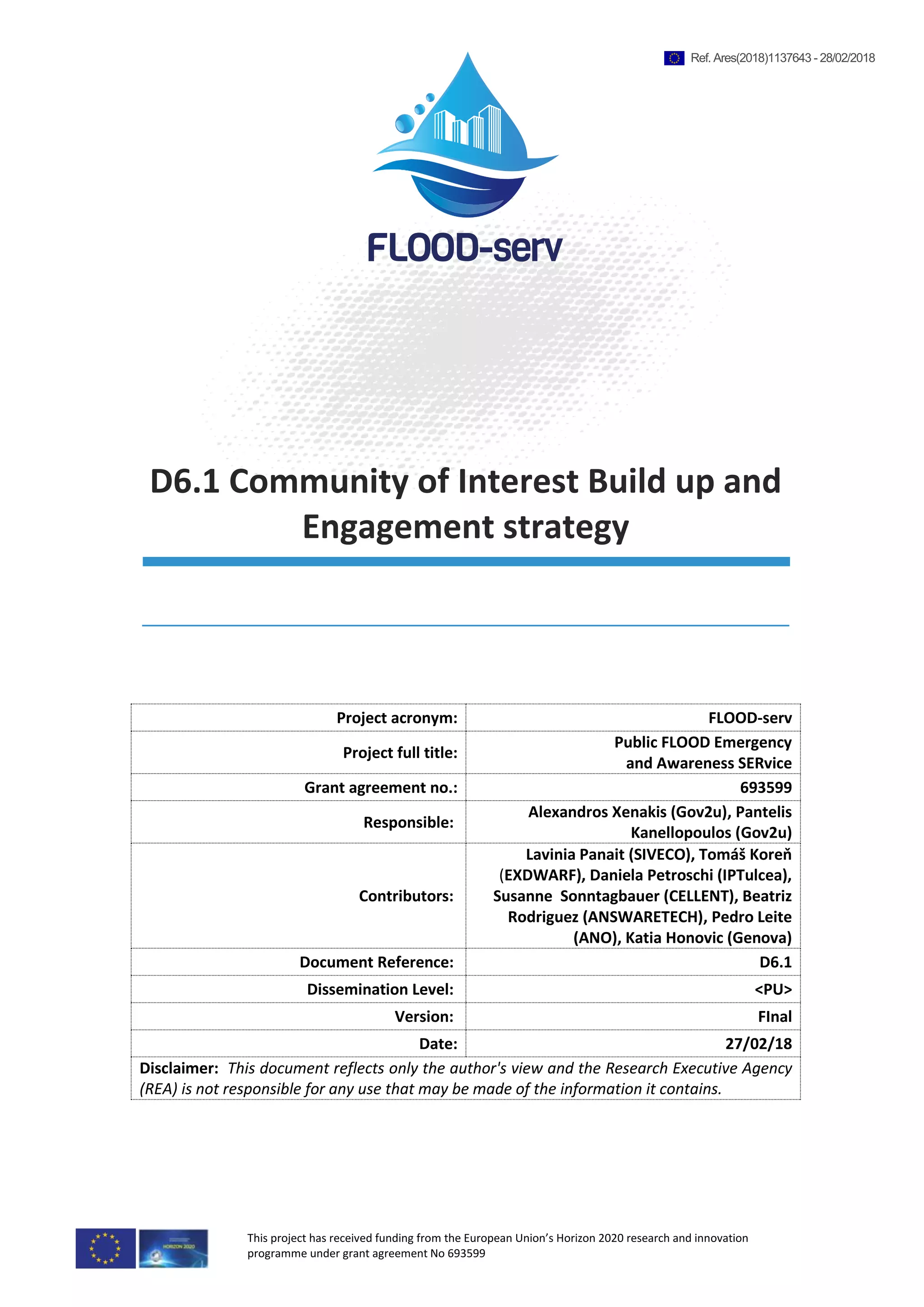 FLOOD-serv - D6.1 Community of Interest Build Up and Engangement ...