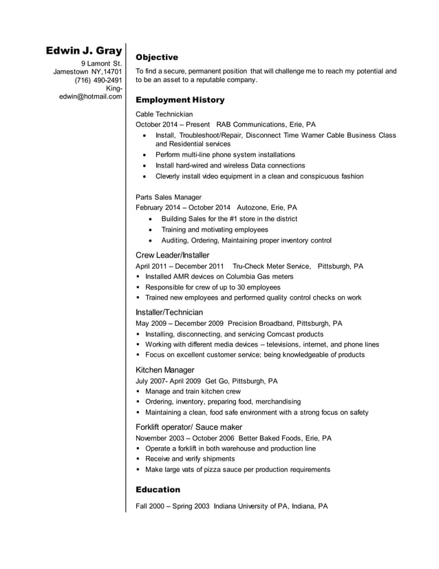 Edwin Gray's Resume | DOCX