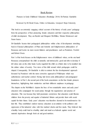 Book Review | DOCX | Daycare and Pre-School | Parenting