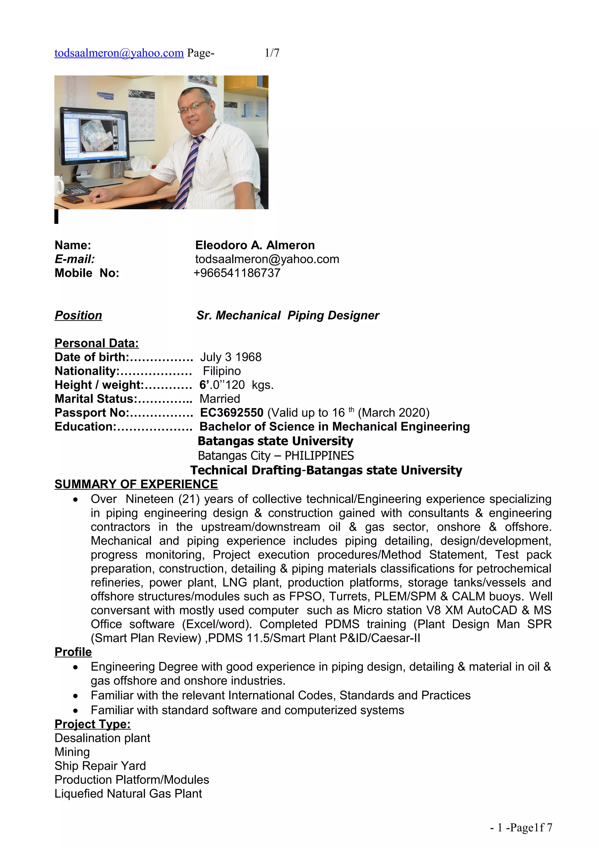 Piping Designer CV | PDF