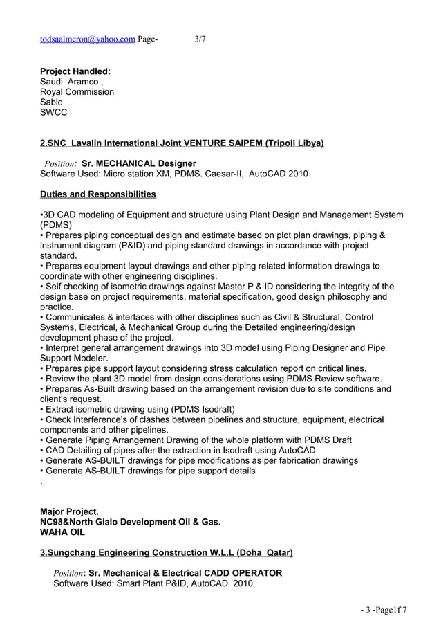 Piping Designer CV | PDF | Civil Engineering Industry | Industries