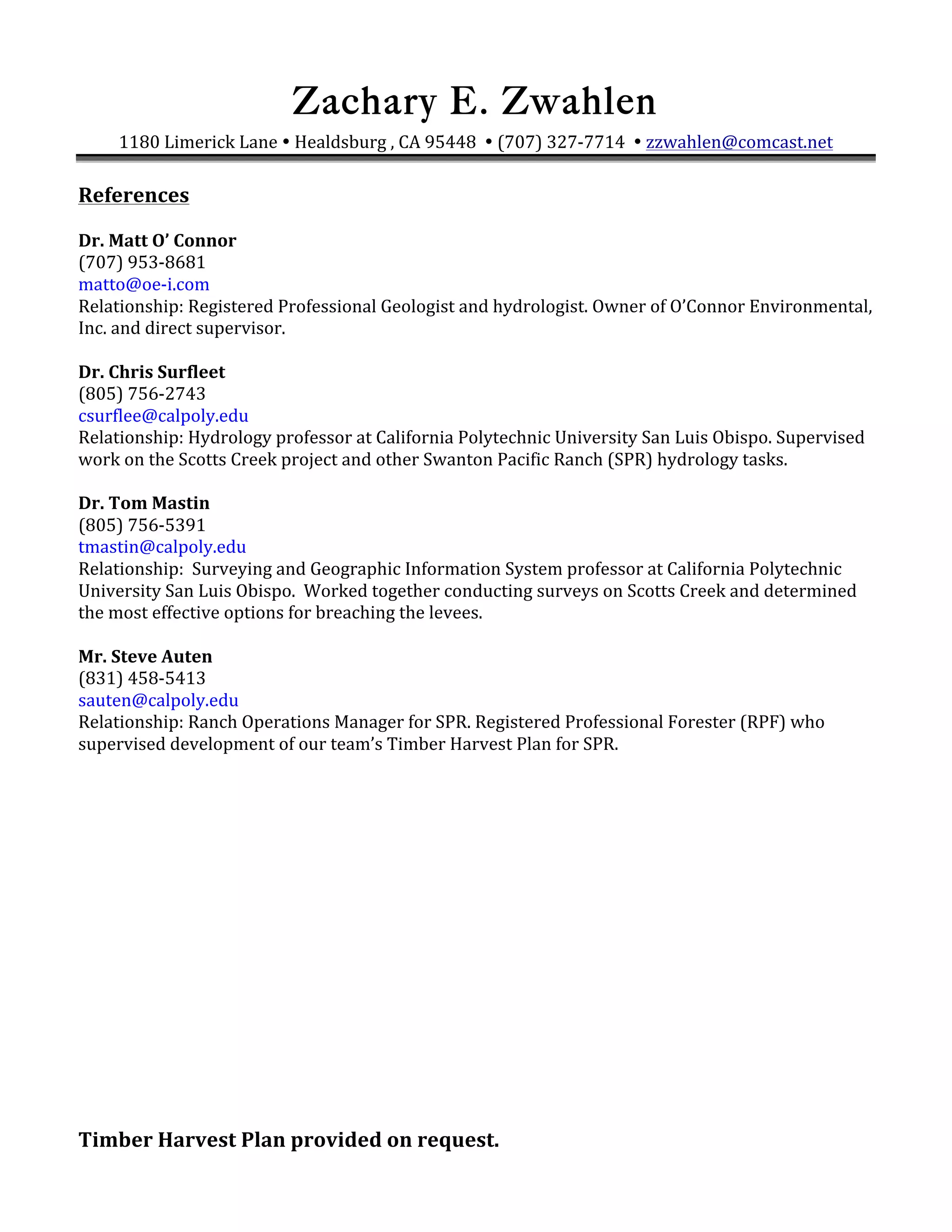 Zack ENVM Resume | PDF