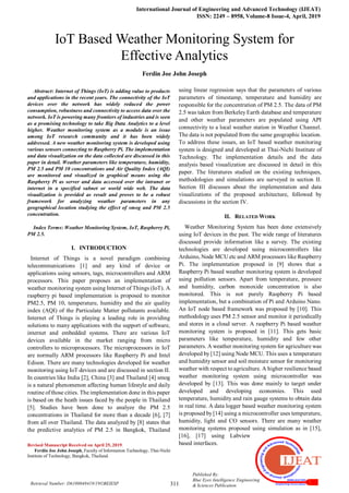 IoT Based Weather Monitoring System for Effective Analytics | PDF