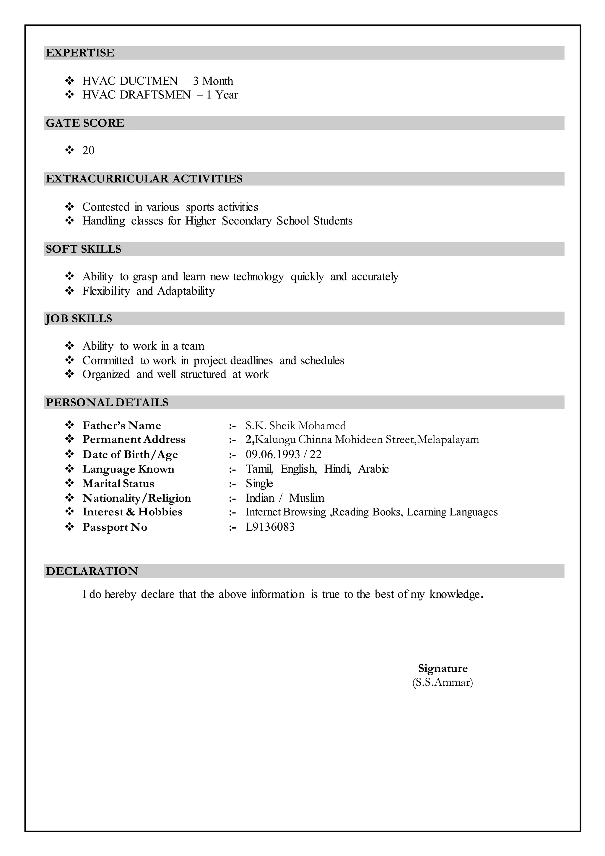 RESUME OF AMMAR | DOCX