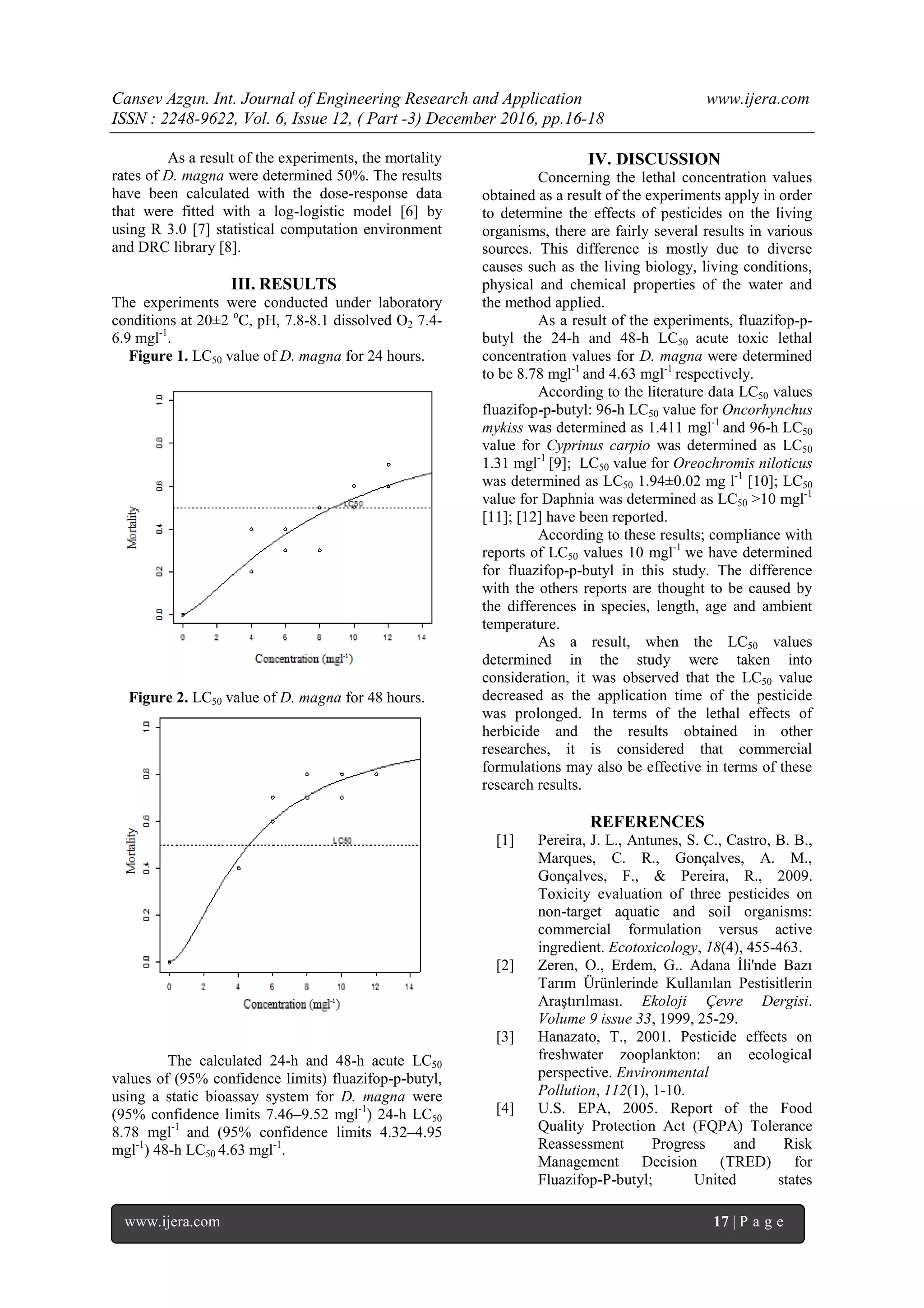 Acute Toxicity of Fluazifop-P-Butyl (Herbicide) on Daphnia magna (Straus, 1820) | PDF