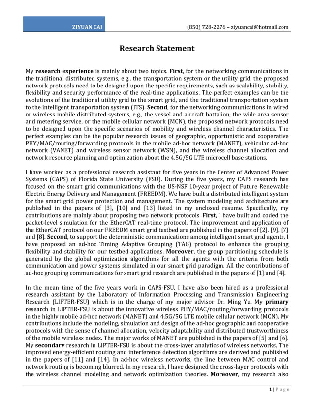 Ziyuan Cai Research Statement | PDF
