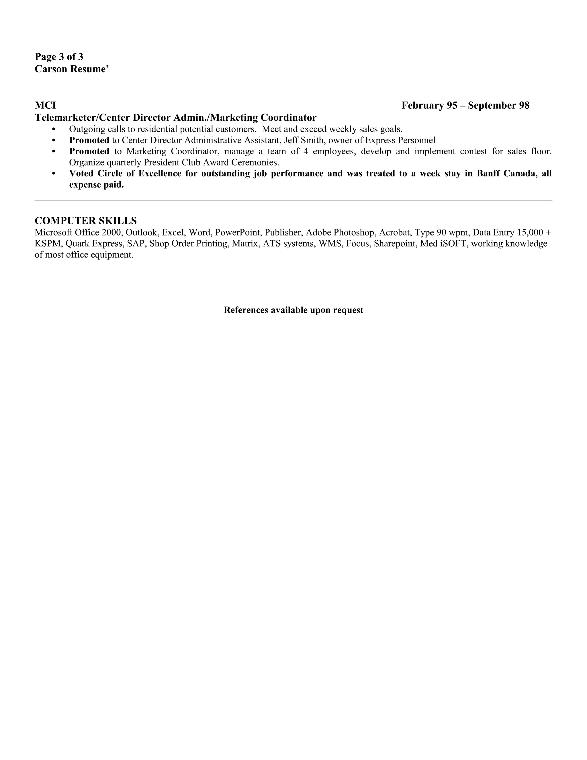 Resume of Cynthia Carson | PDF