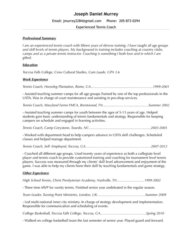 Resume 2015- TENNIS | PDF