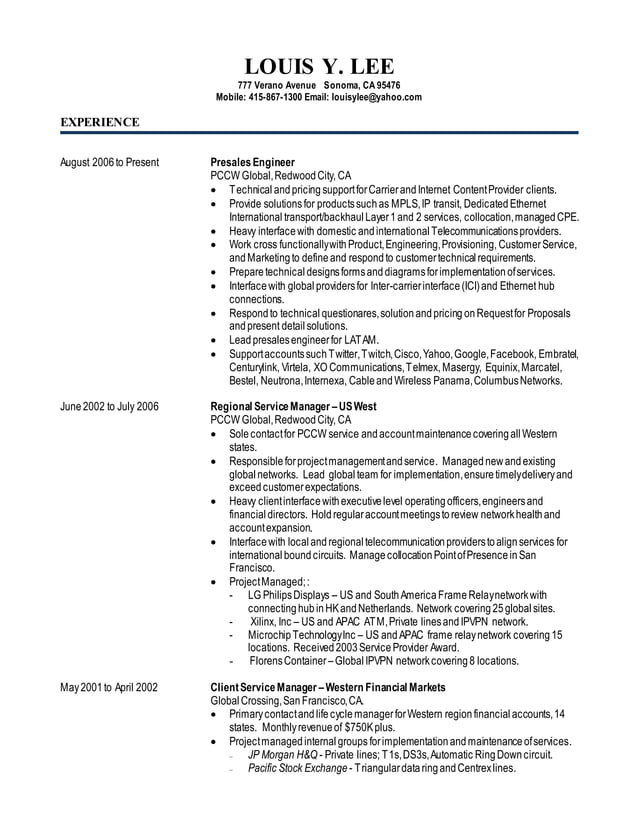 Louis Lee CV 2015 | PDF | Free Download