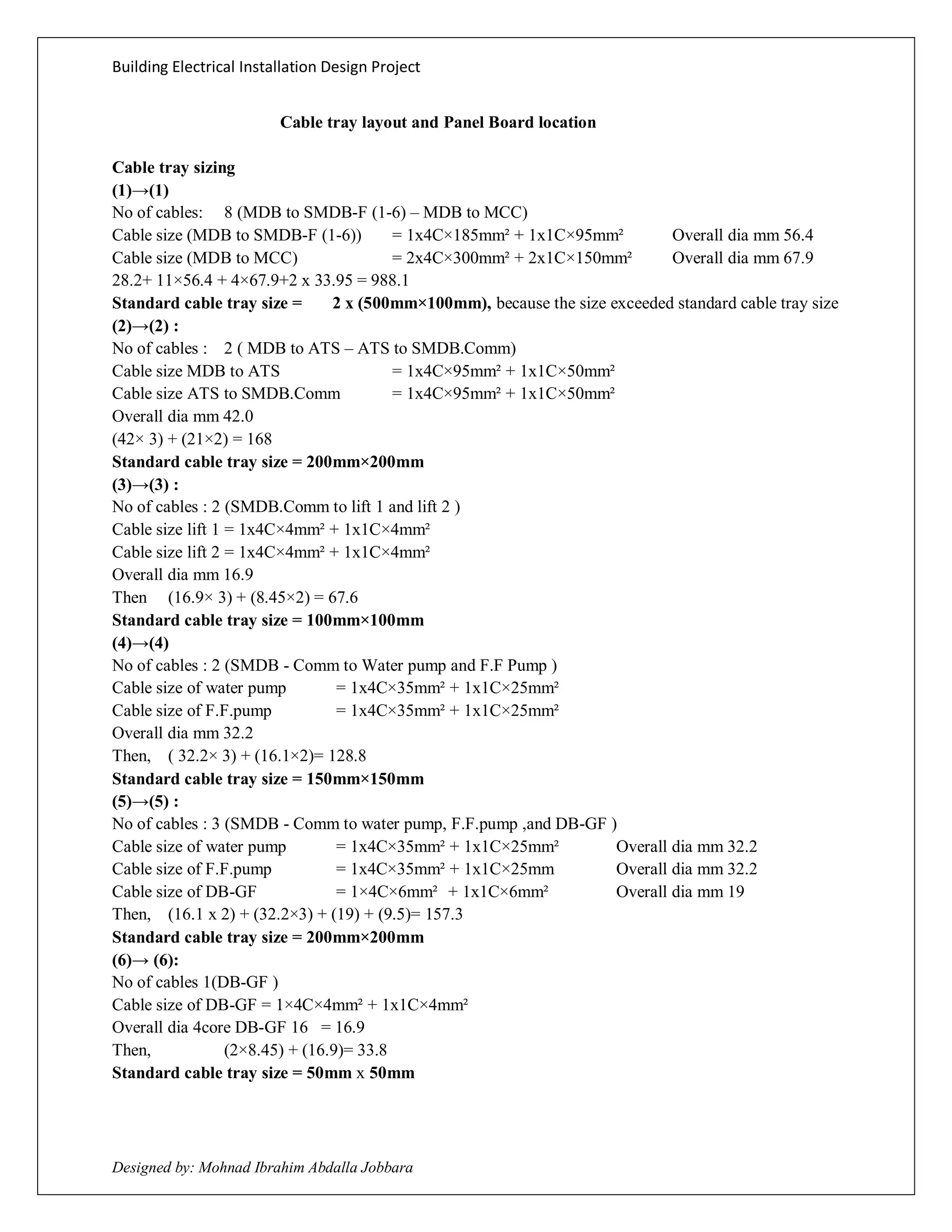 Electrical Installation Design Project_DUBAI STANDARD_ by Mohnad Ibrahim | PDF