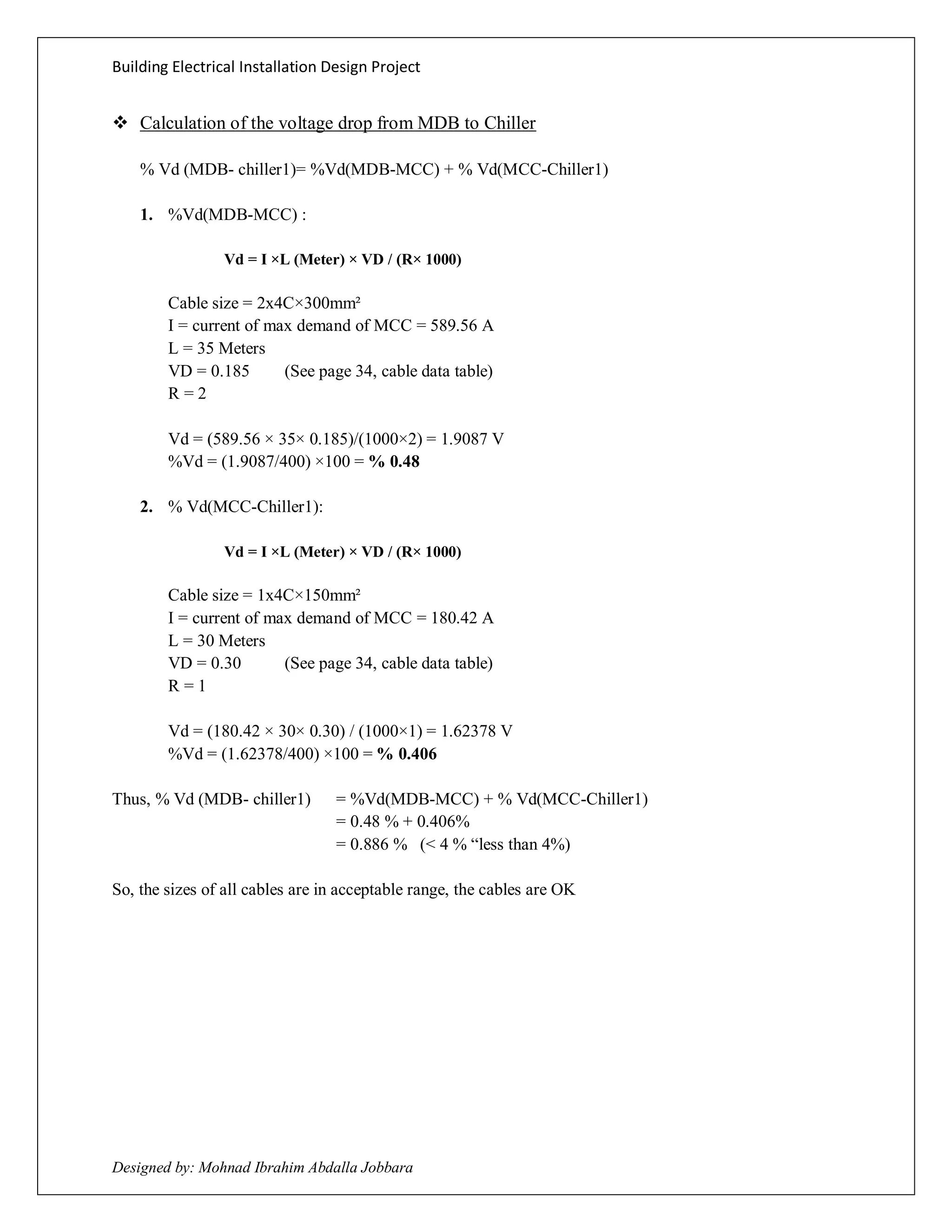 Electrical Installation Design Project_DUBAI STANDARD_ by Mohnad Ibrahim | PDF