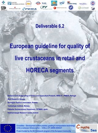 European guideline for quality of live crustaceans in retail and HORECA ...