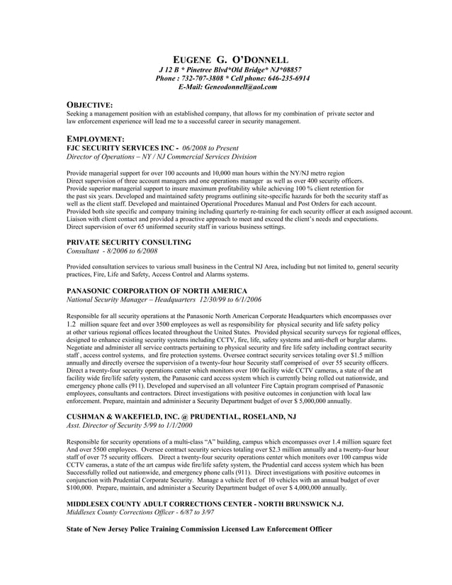 Eugene G ODonnell Resume 05-2015 | PDF