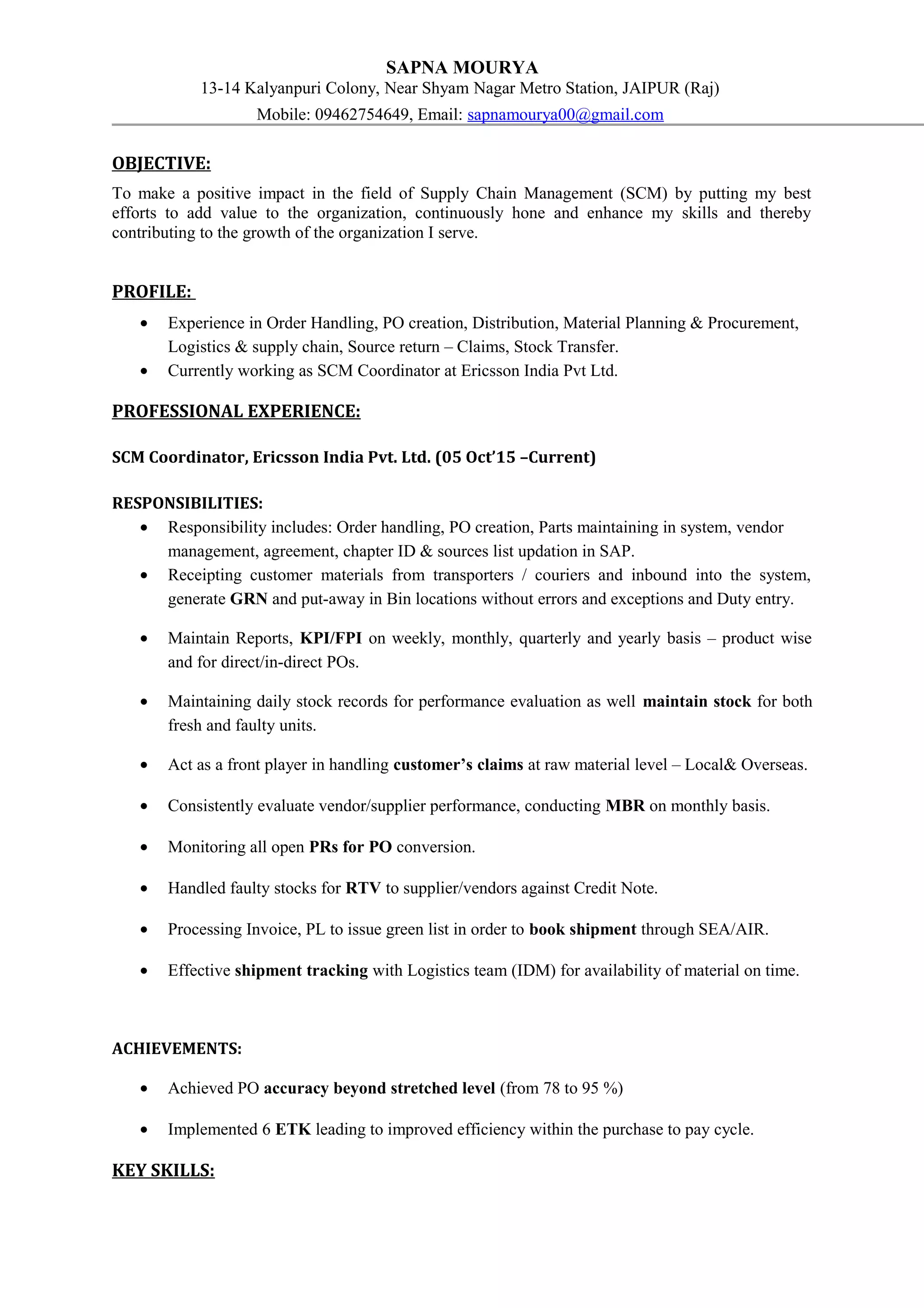 Sapna Resume | DOC