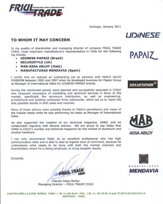 Carta Recomendacion CS FTCL | PDF