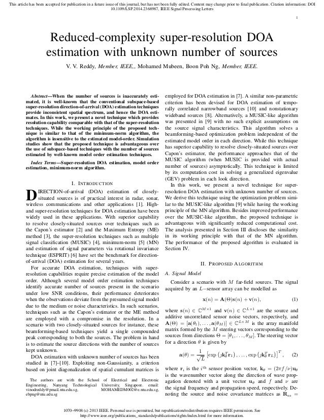 2015reduced Complexity Super Resolution Doa Estimation With Unknown