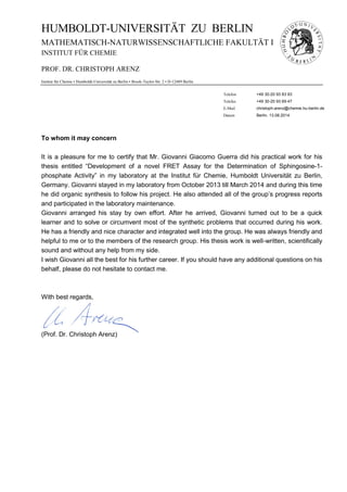 Reference Letter HUMBOLDT | PDF