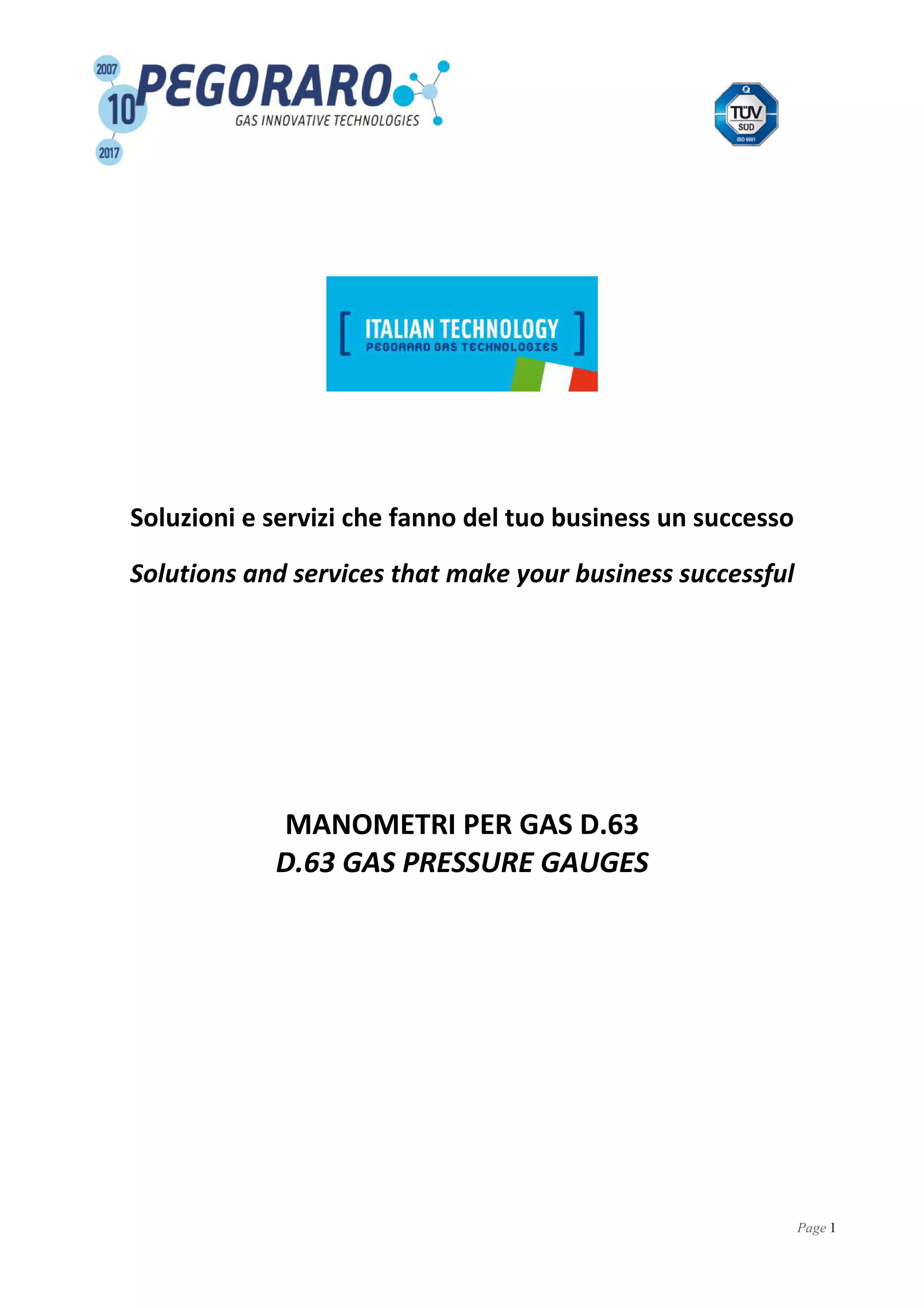 Manometri di pressione D63 - D63 pressure gauges | PDF