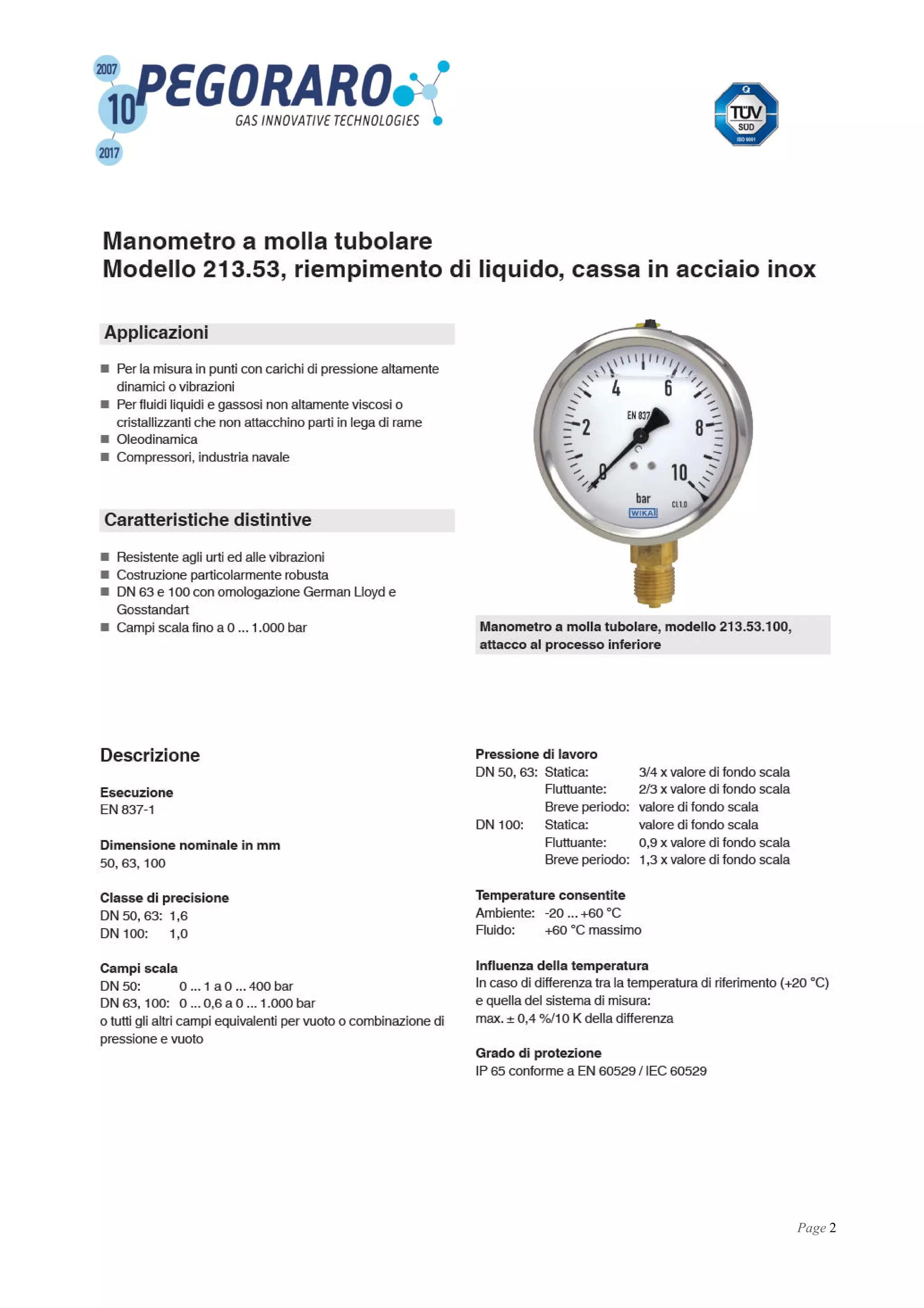 Manometri di pressione D63 - D63 pressure gauges | PDF