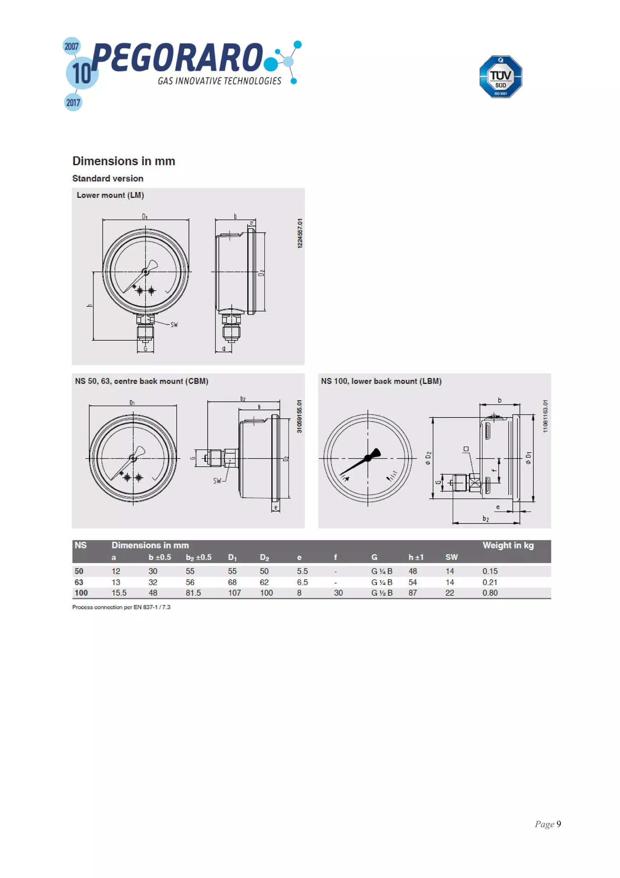 Manometri di pressione D63 - D63 pressure gauges | PDF