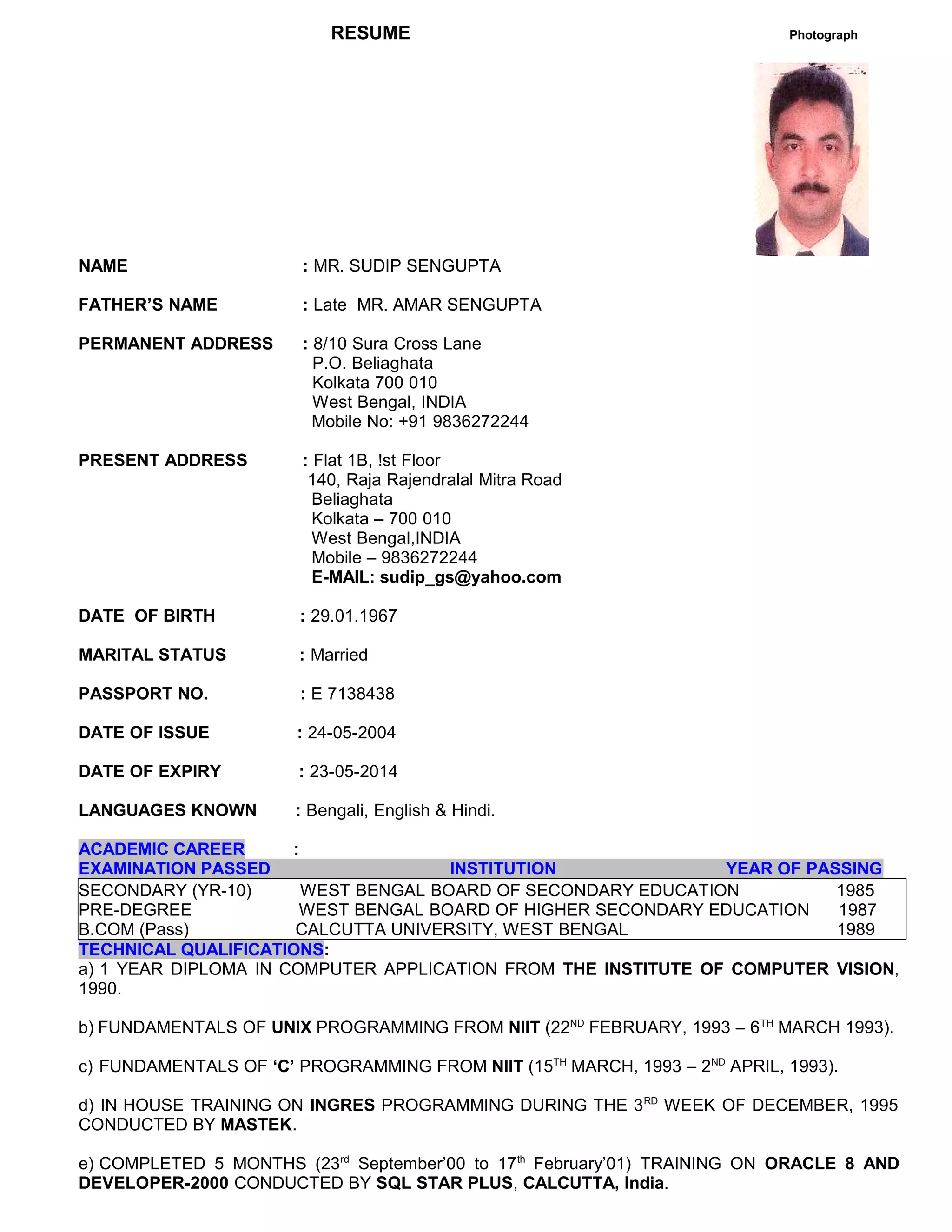 Sudip - Recent CV 2009-1 | PDF