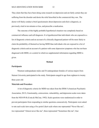 Identification With MDD | PDF