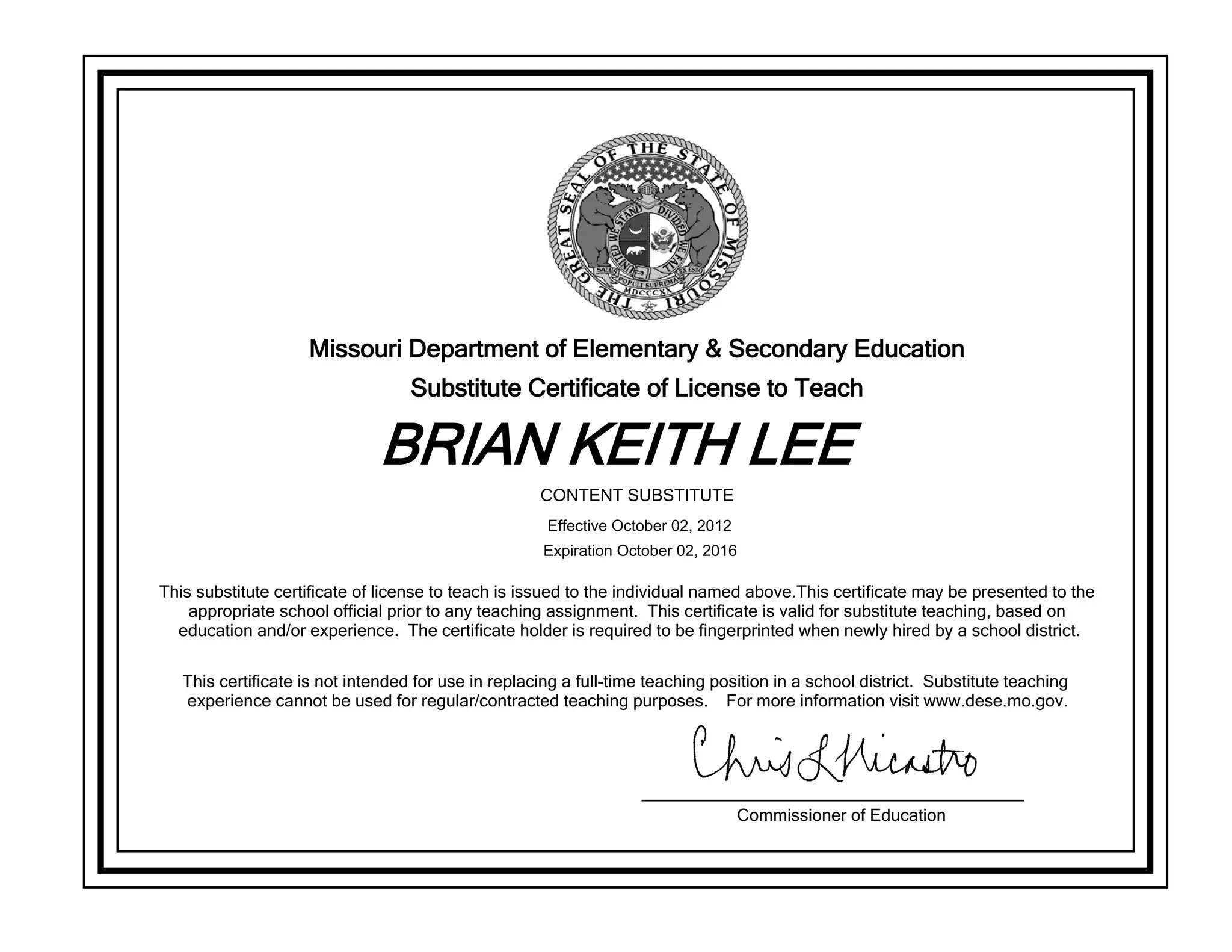Substitute Certificate | PDF