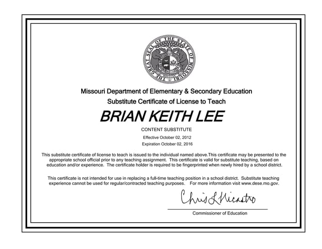 Substitute Certificate | PDF