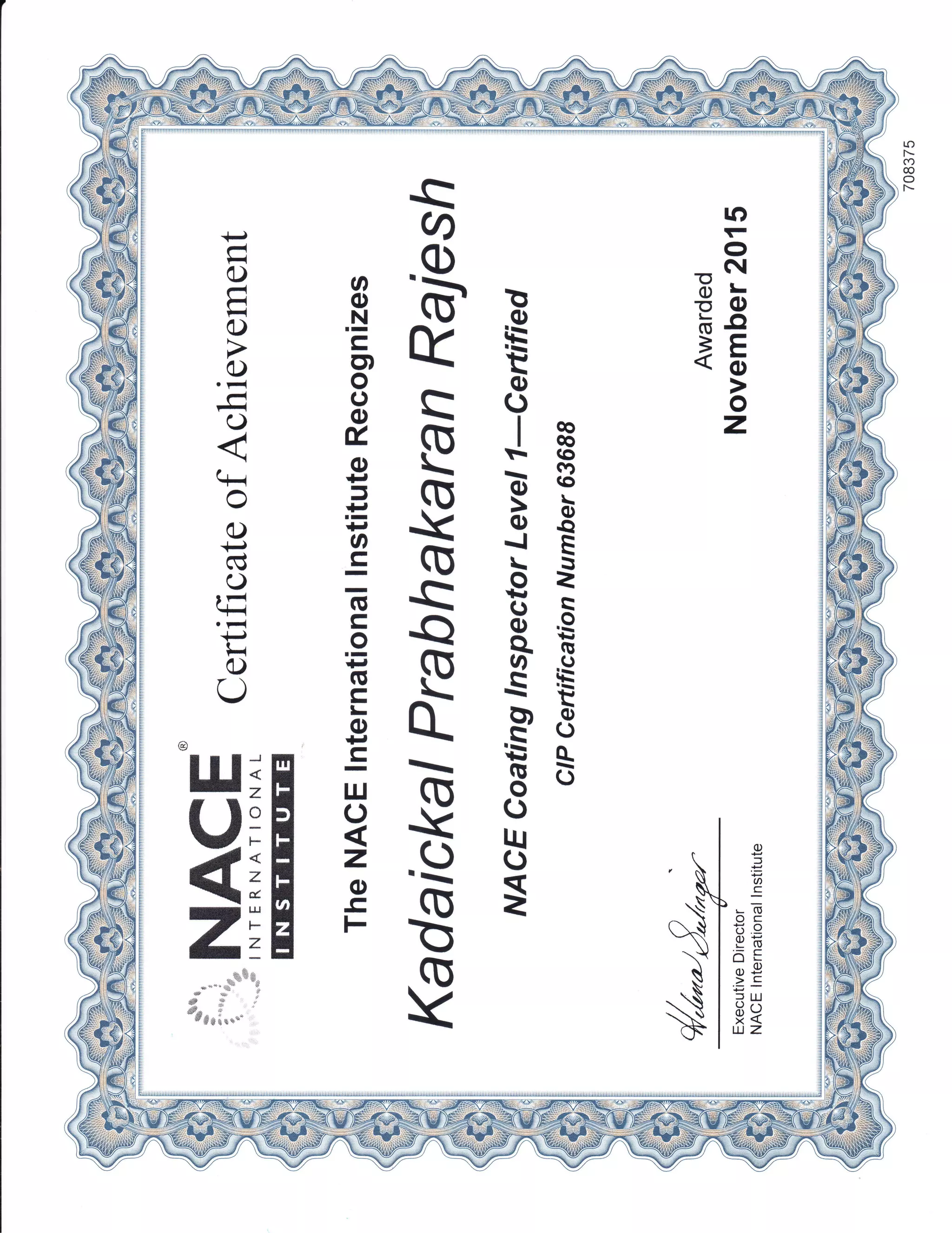 Kadaickal Prabhakaran Rajesh NCAE CIP-1 Certificate | PDF