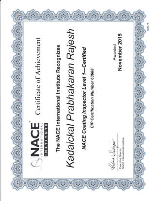 Kadaickal Prabhakaran Rajesh NCAE CIP-1 Certificate | PDF | Education