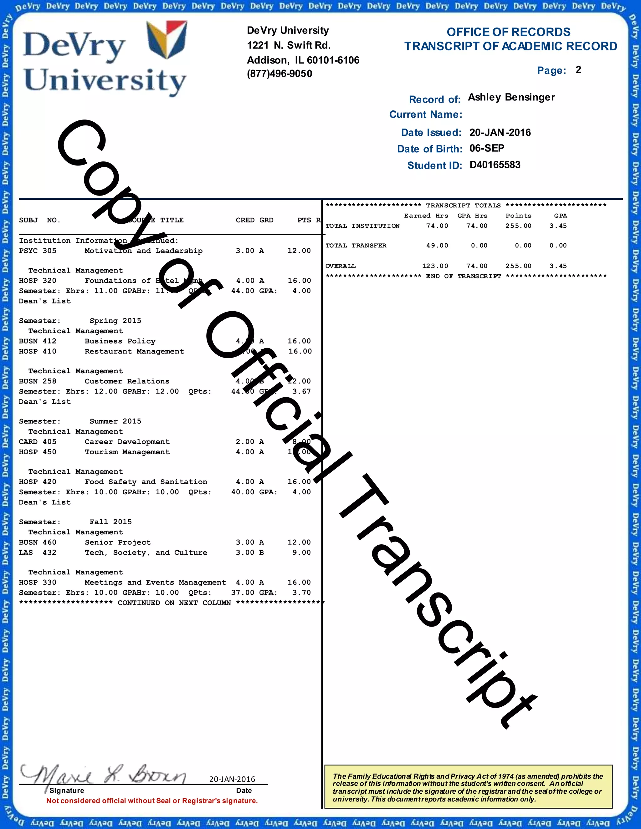 Undergrad transcript | DOCX