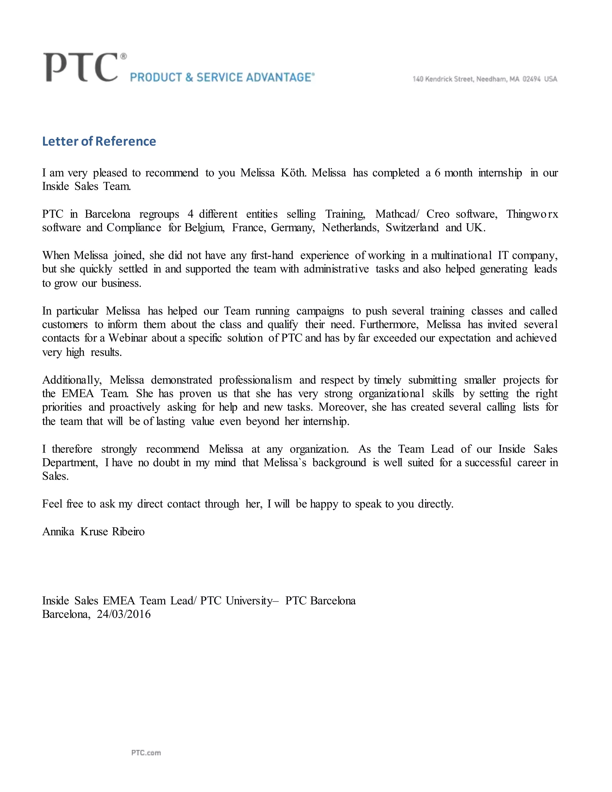Reference Letter Melissa | DOCX