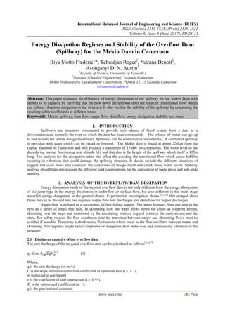 Energy Dissipation Regimes and Stability of the Overflow Dam (Spillway ...