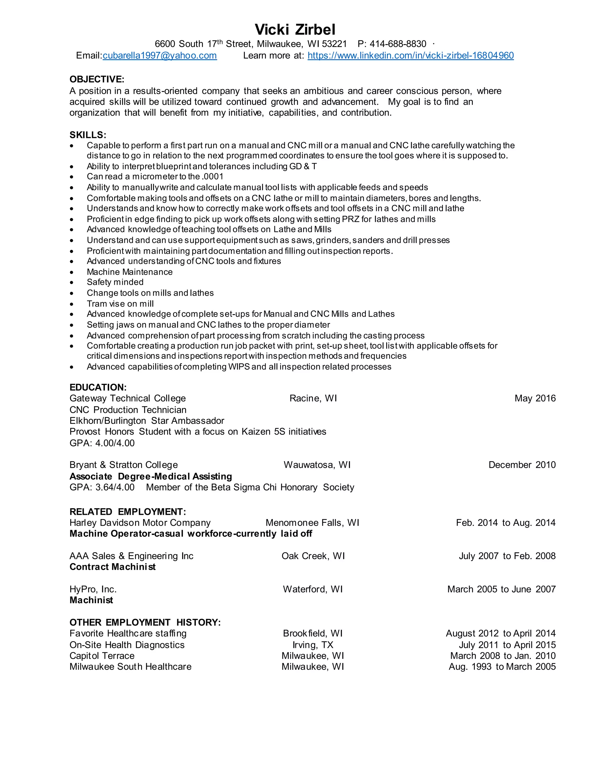 Vicki resume | DOCX | Woodworking | Arts and Crafts