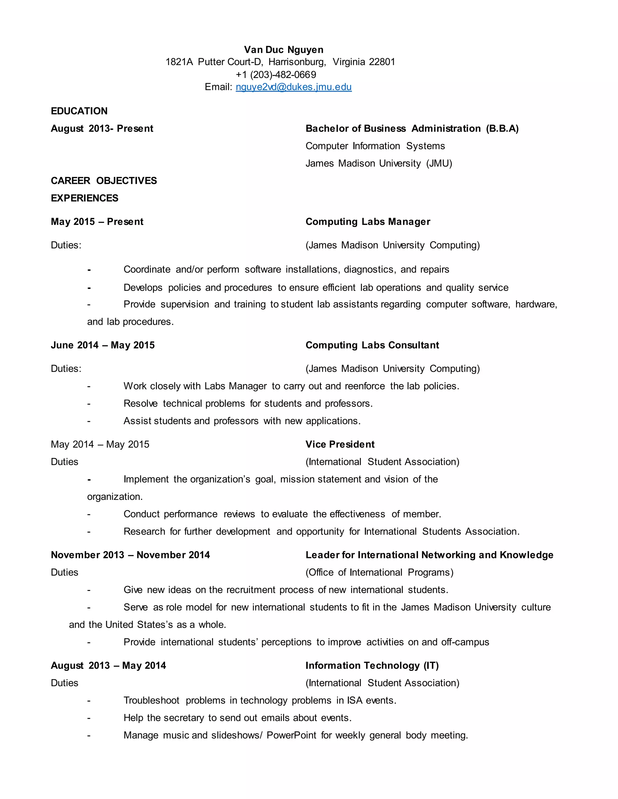 Van Duc Nguyen's resume | DOCX