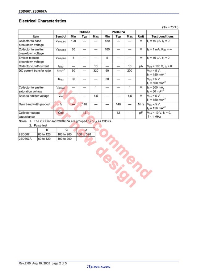 Original NPN Transistor 2SD667A 667 2SD667 D667 TO-92 New | PDF