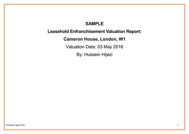 Sample Leasehold Enfranchisement Paper | PPT