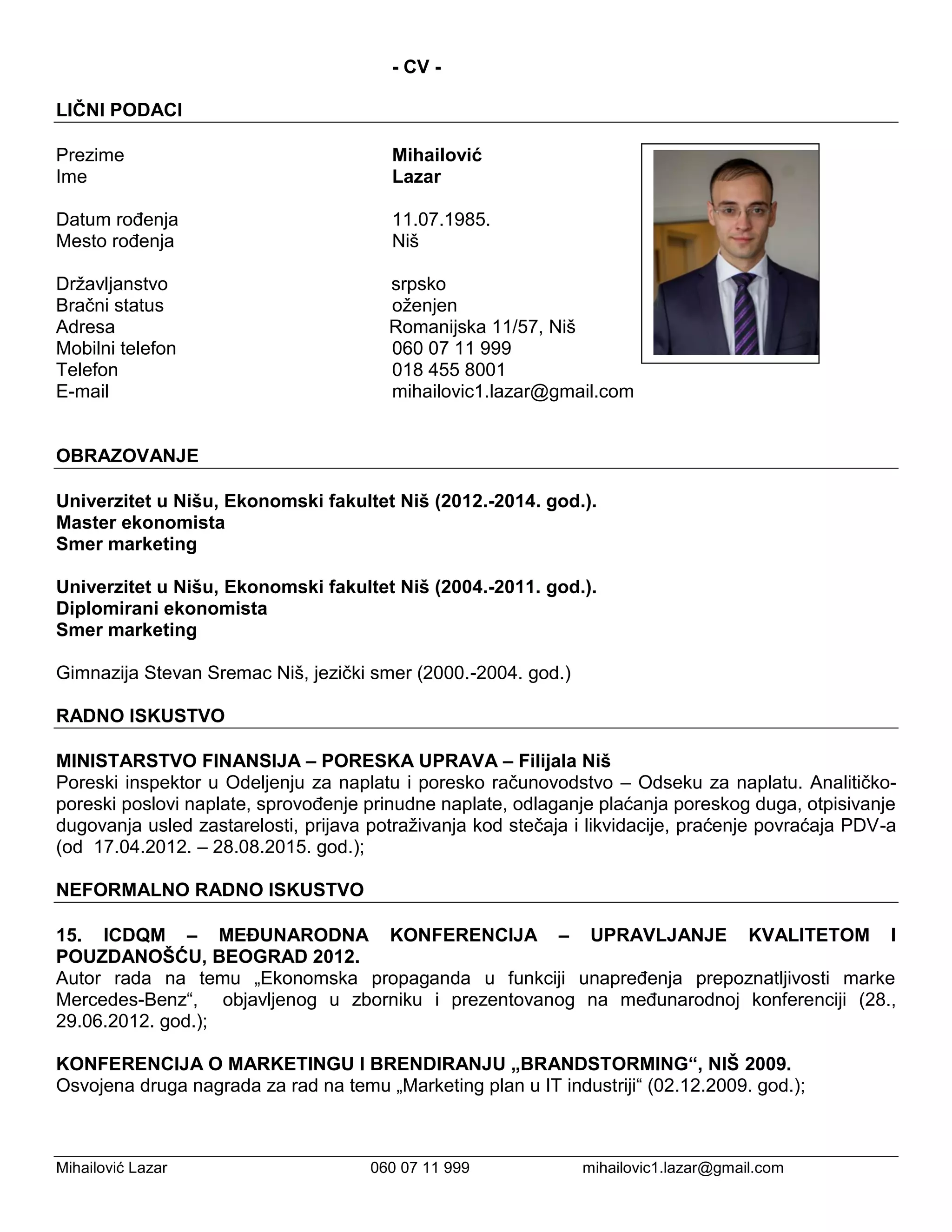 CV Mihailovic Lazar11 | PDF