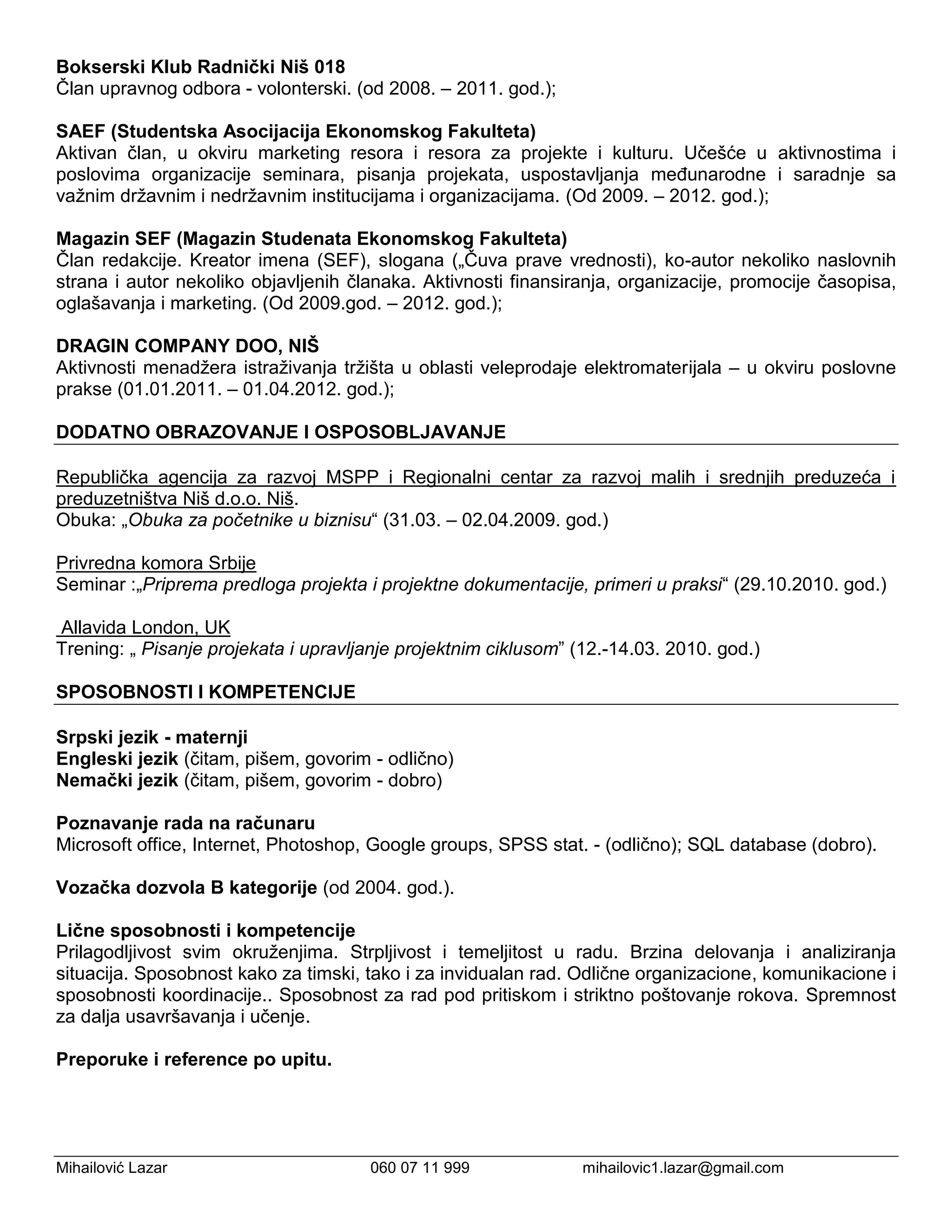 CV Mihailovic Lazar11 | PDF